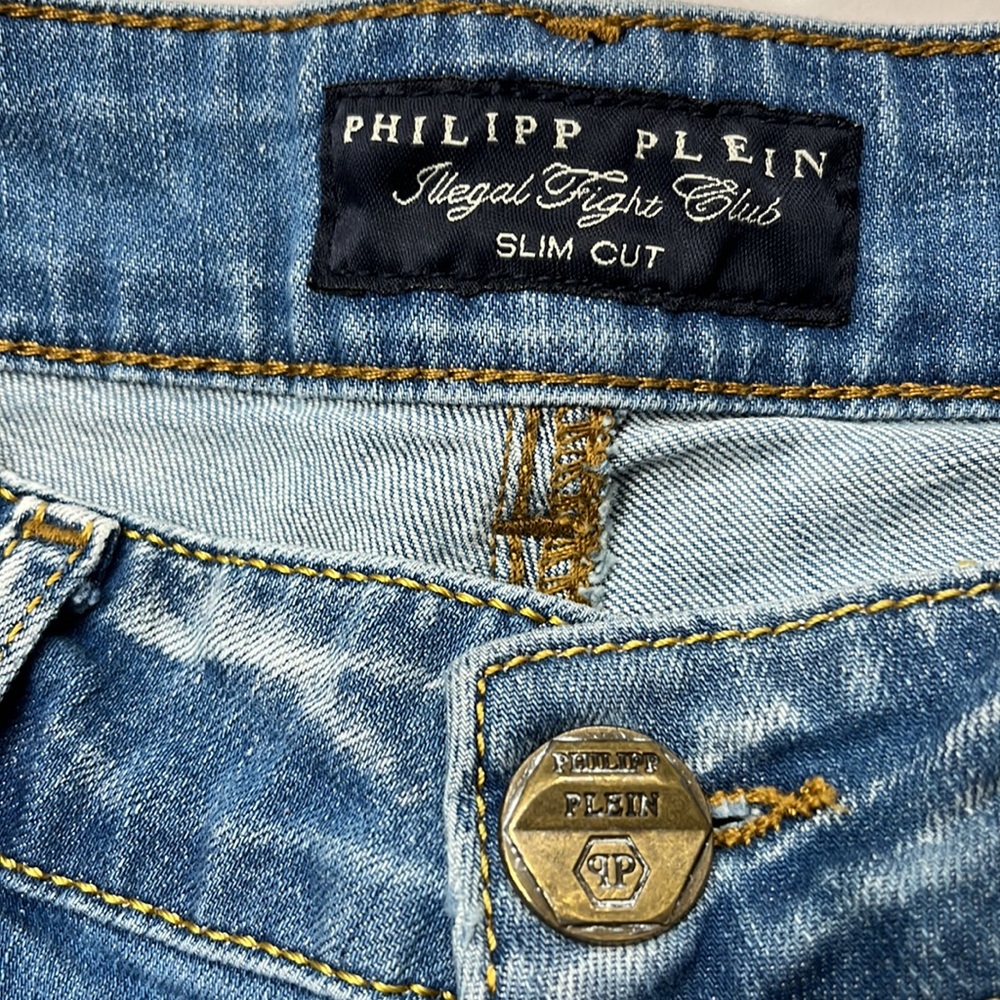 Philipp Plein Illegal Fight Club Slim Cut Jeans - Gem